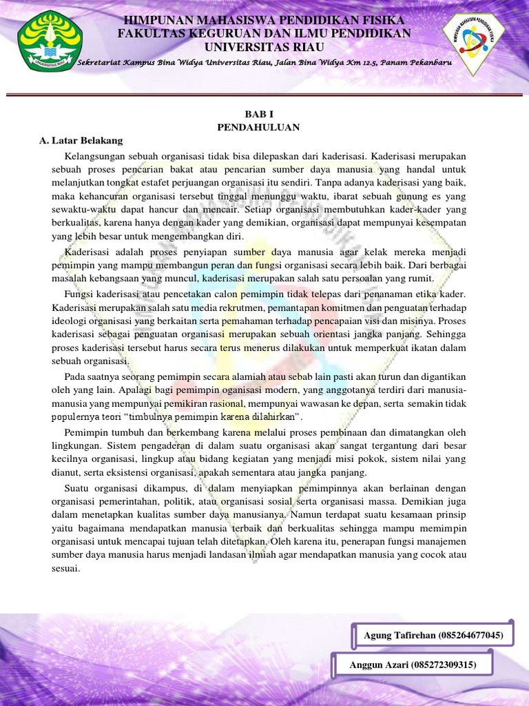 Sop Kaderisasi Himapefsi 2019 2020 Fix | PDF
