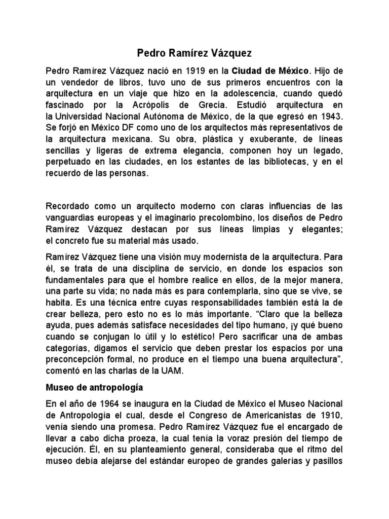 Pedro Ramírez Vázquez | PDF | México