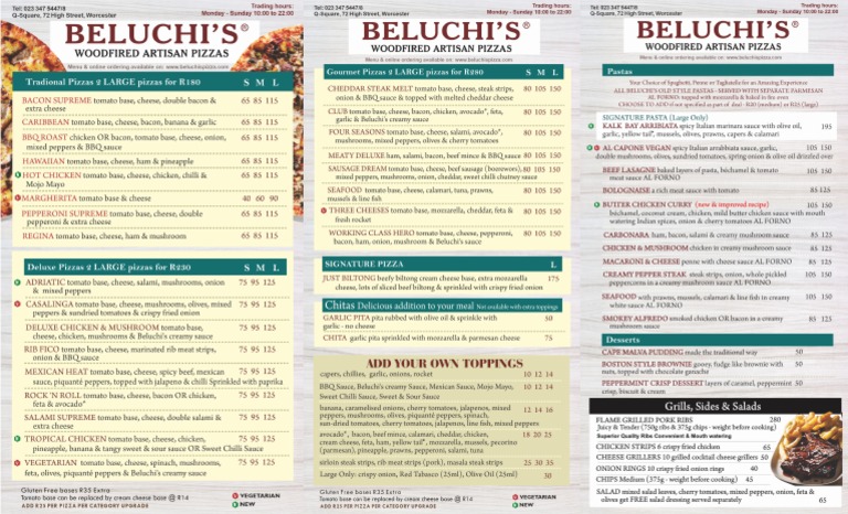 Beluchi's Pizza Menu 2022 | PDF