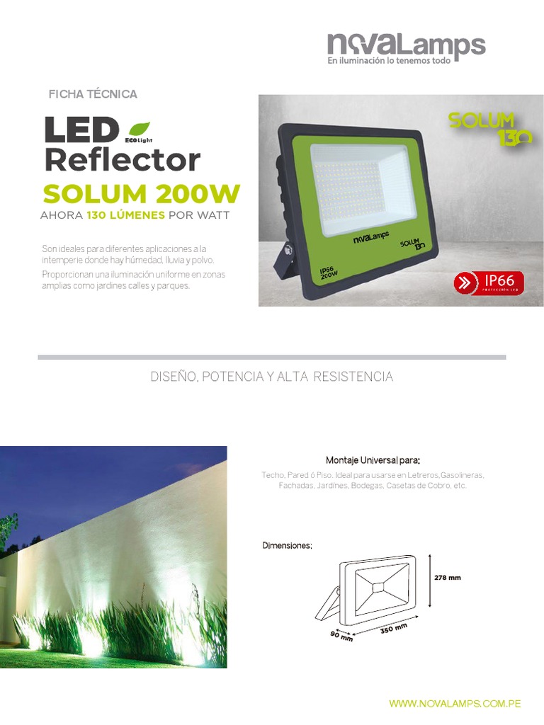 Ficha Tecnica Reflector Solum130 - 200W | PDF | Encendiendo | Ligero