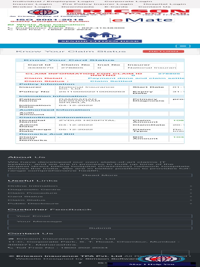 Ericson Insurance TPA Pvt. LTD | PDF | Insurance | Hospital