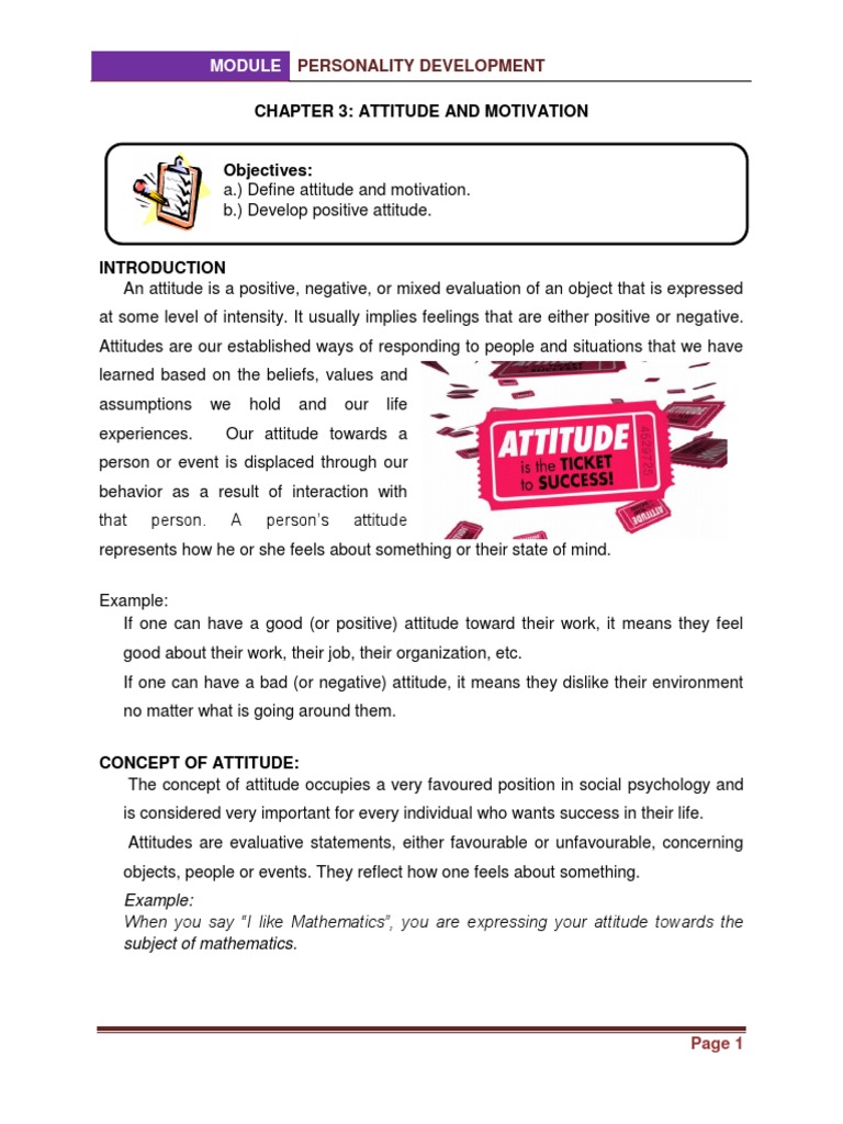 Chapter 3 - Attitude and Motivation | PDF | Attitude (Psychology ...