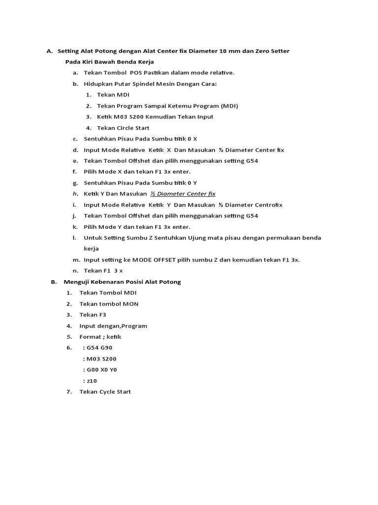 Setting Tool Pada Mesin CNC Millling | PDF