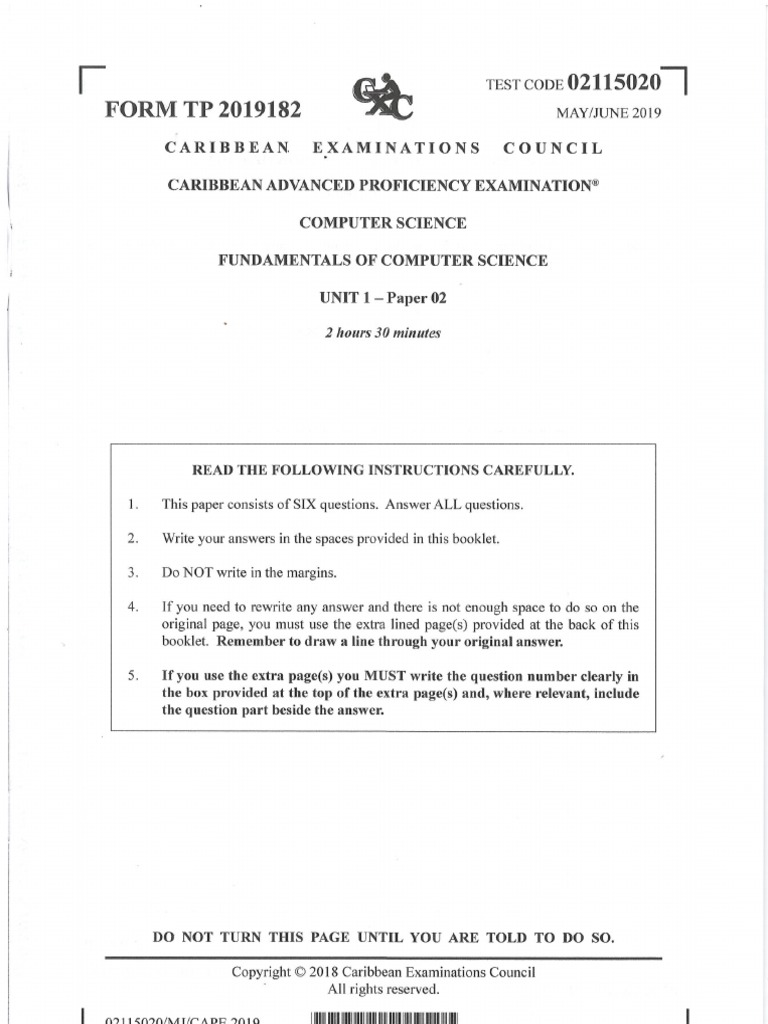 CompSci U1 P2 2019 | PDF