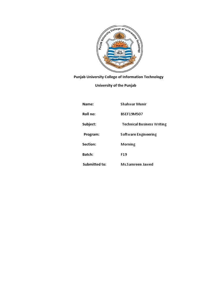 Punjab University College Of Information Technology University Of The