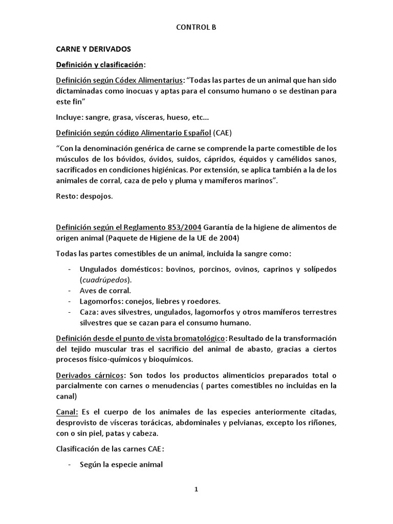 Control Alimentario de Carnes y Derivados | PDF | Leche | Carne