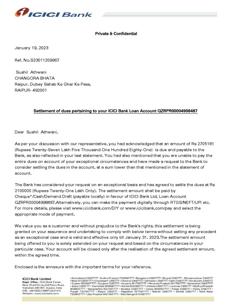 Settlement Letter | Download Free PDF | Payments | Banks