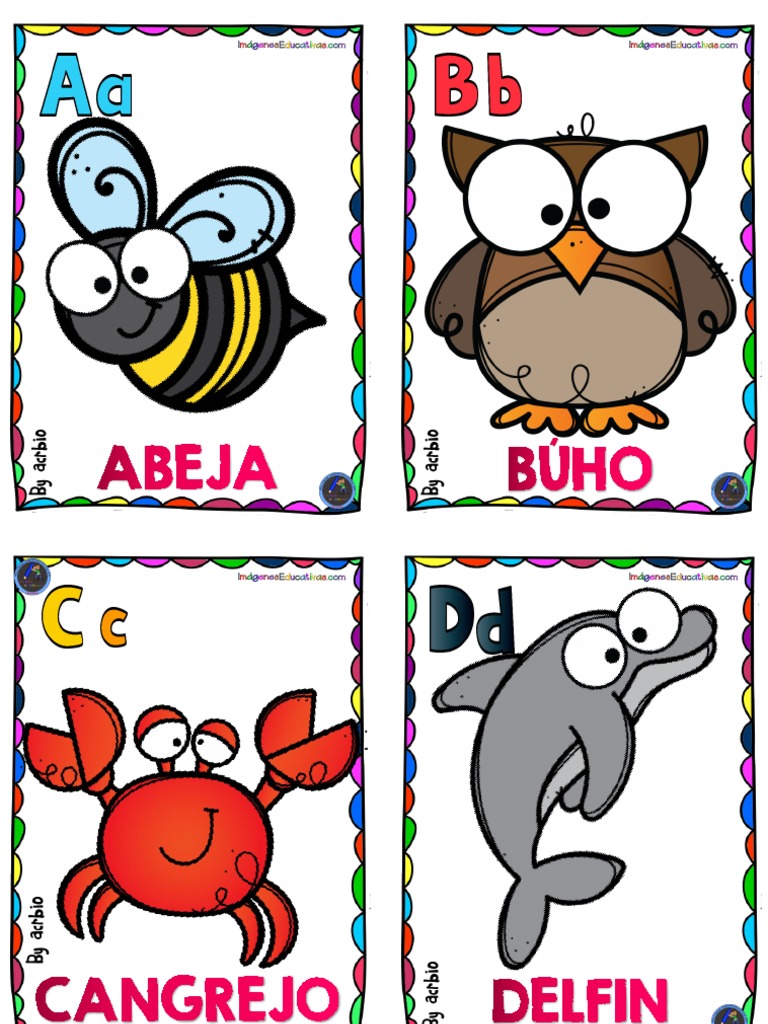 Abecedario de Animales en Tarjetas para Plastificar Tamaño 1 | PDF
