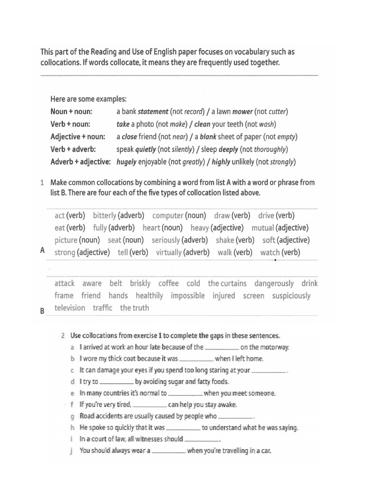 Collocations B1-B2 | PDF