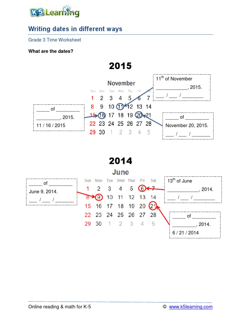 Grade 3 Calendar Writing Dates C | PDF