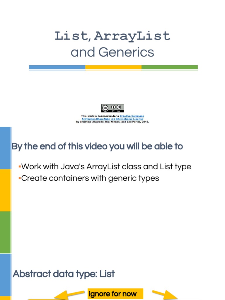 Support Arraylists And Generics Pdf Java Programming Language Computer Data