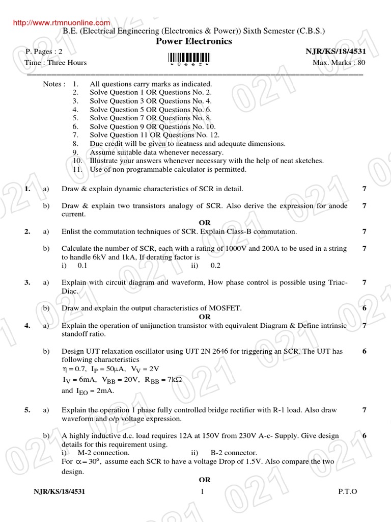 Ee 6 Sem Power Electronics Summer 2018 | PDF | Teaching Methods & Materials | Science & Mathematics