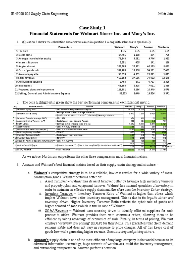 1 Walmart and Macy S Case Study | PDF | Inventory | Revenue