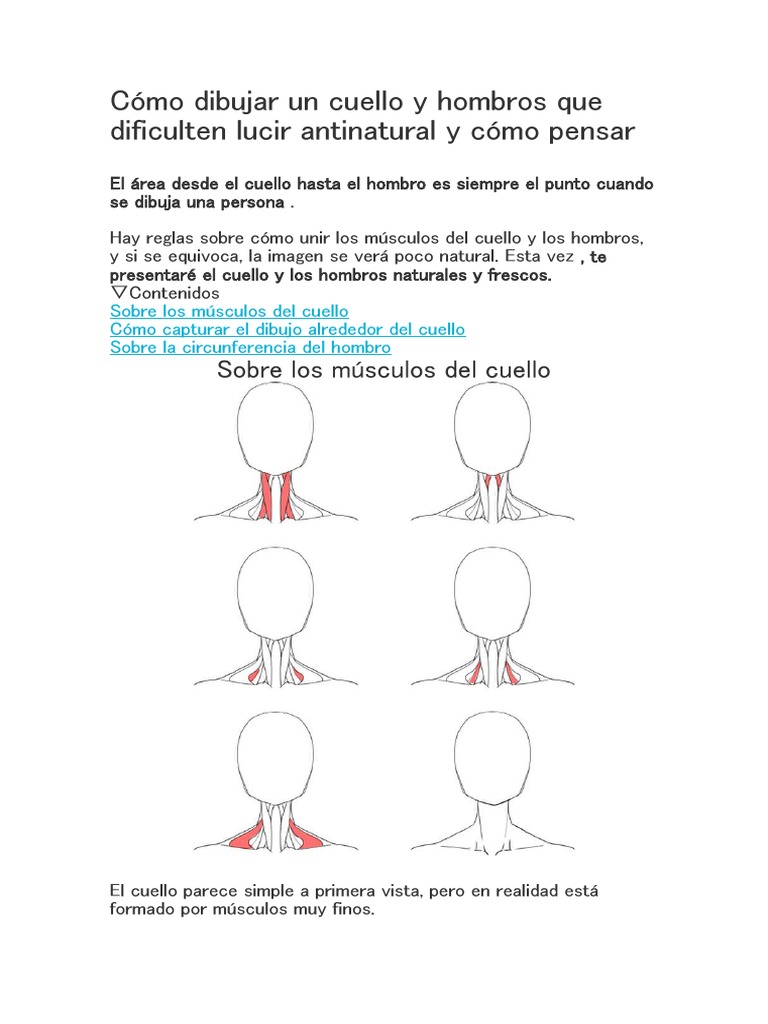 Cómo Dibujar Un Cuello y Hombros Que Dificulten Lucir Antinatural y Cómo Pensar | PDF | Hombro