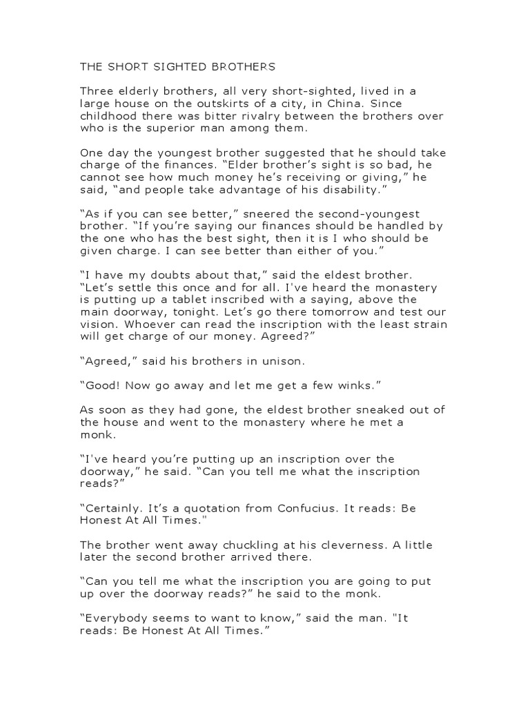 The Short Sighted Brothers 170219 | PDF