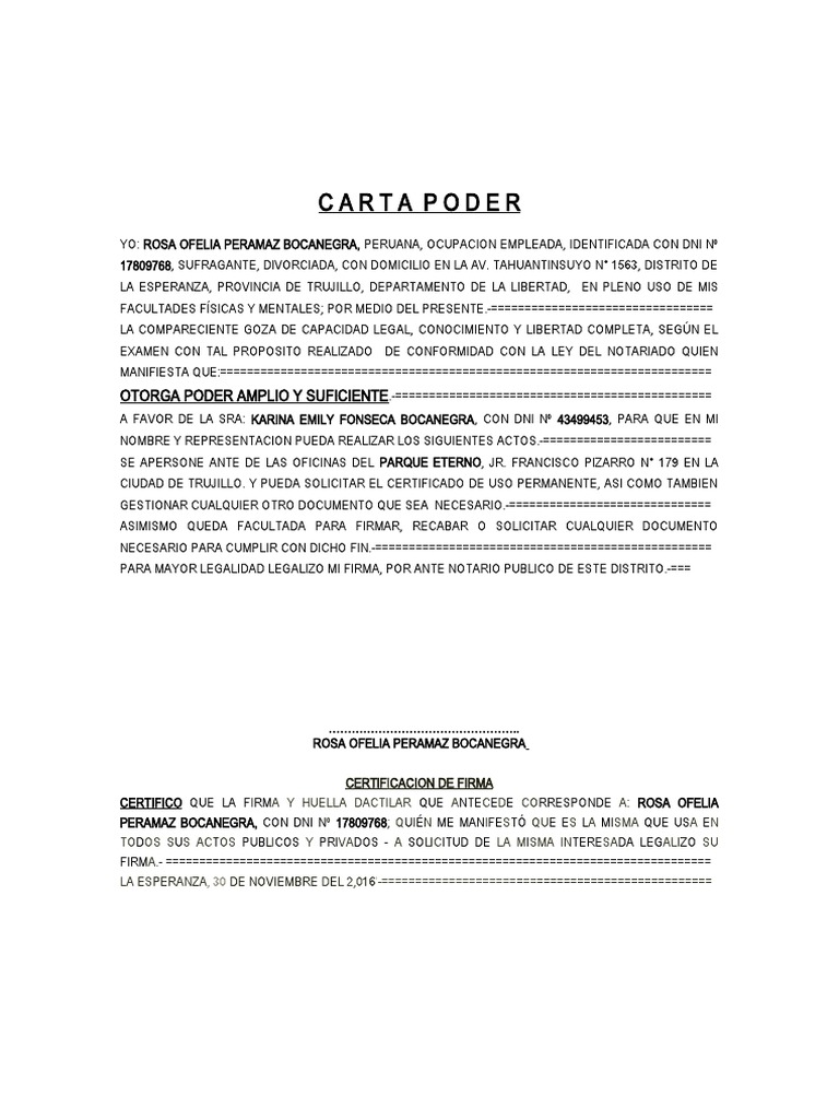 Carta Poder Afocat | PDF