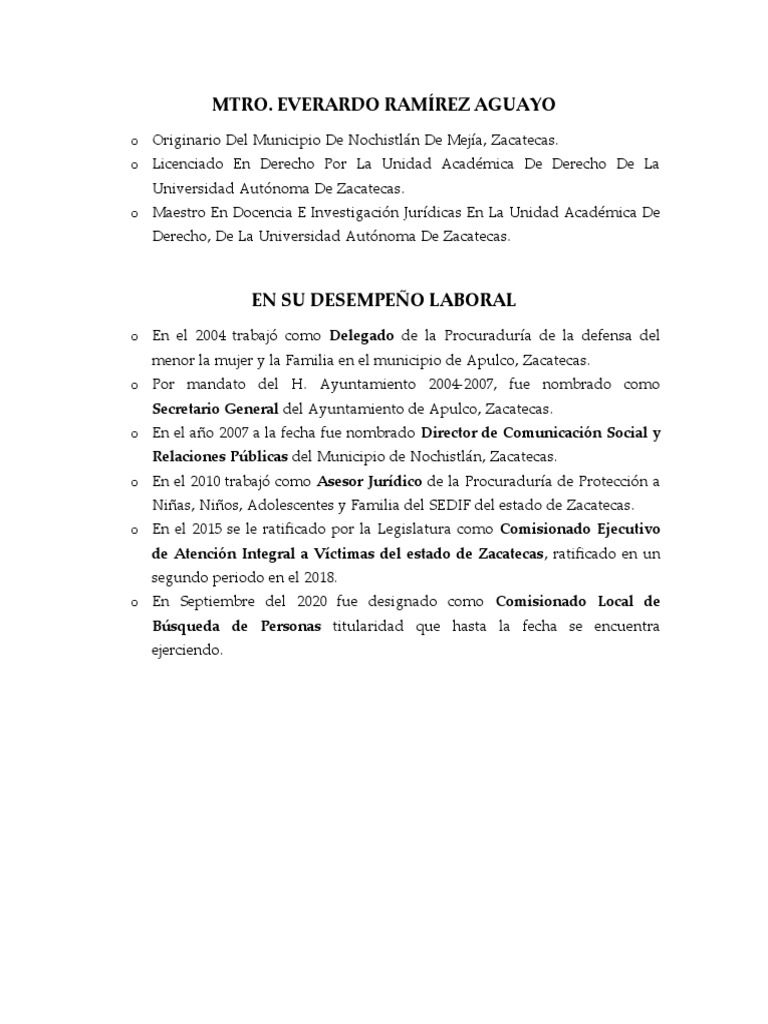 Reseña EVERARDO RAMÍREZ AGUAYO | PDF