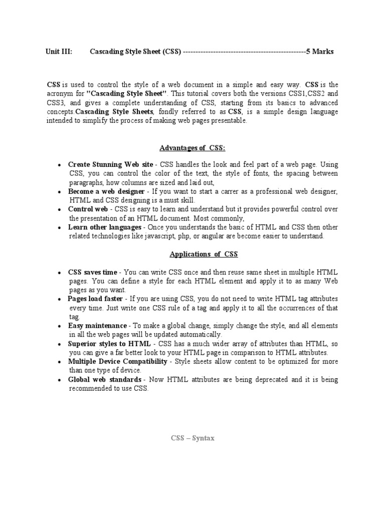 Web Design Notes Iii And Iv Pdf Bootstrap Front End Framework Html