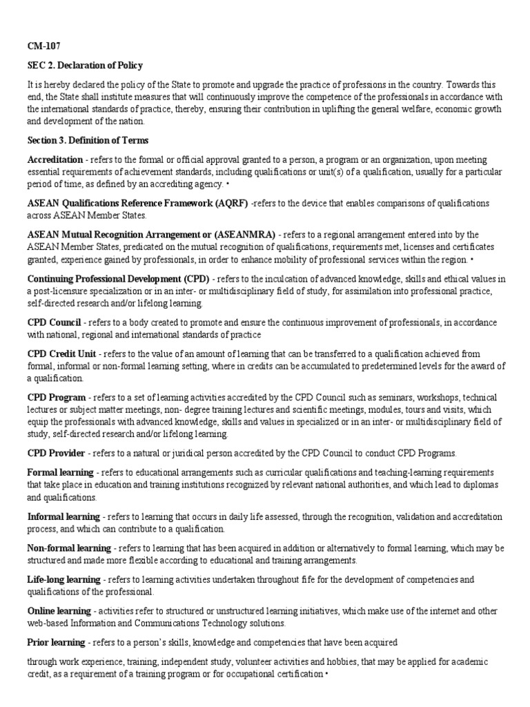 CM107 - Finals | PDF | Professional Development | Learning