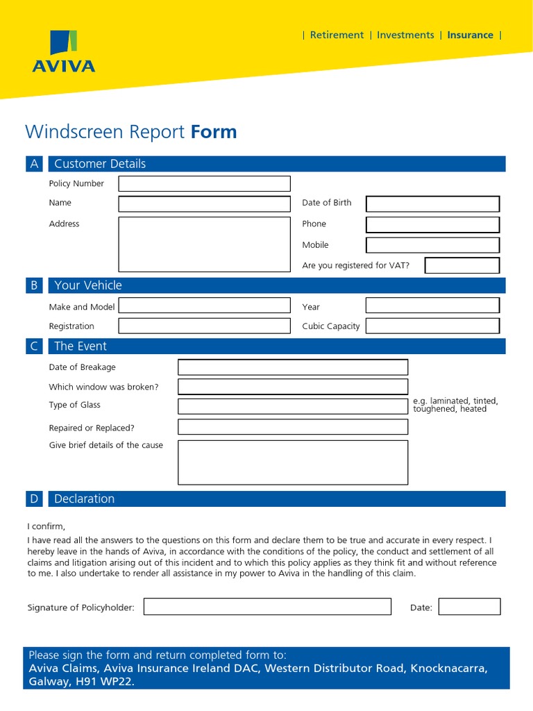 windscreen-report-form | PDF | Insurance | Privacy