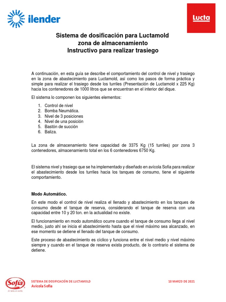 Instructivo para Realizar Trasiego | PDF | Tanques