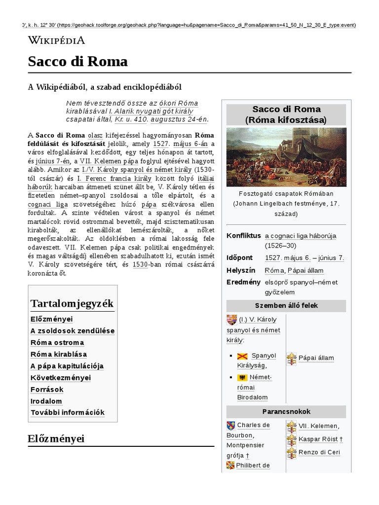 Sacco Di Roma | PDF
