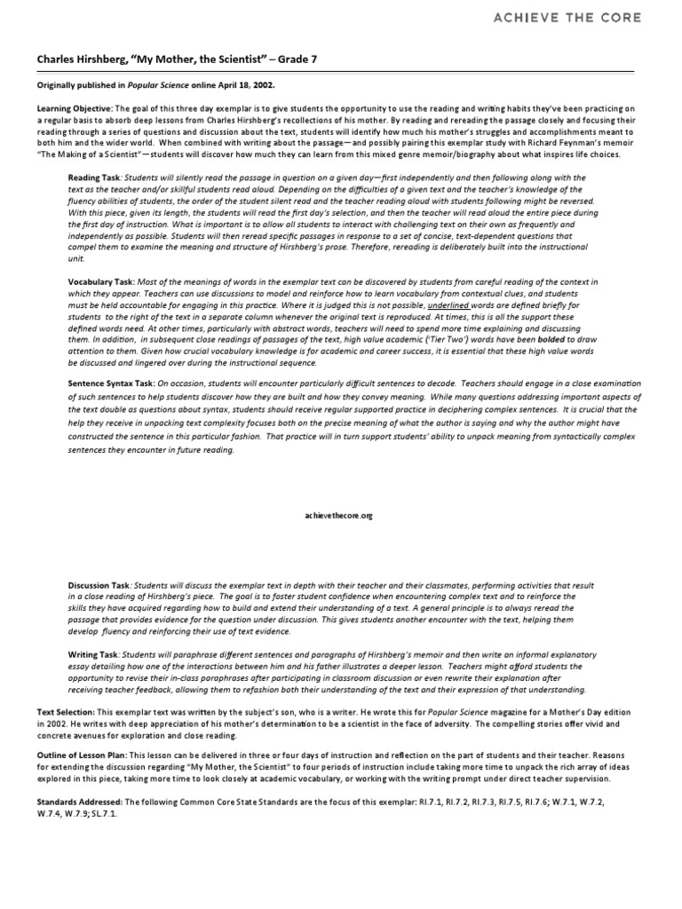 Engaging Grade 7 Science Memoir | PDF | Teachers