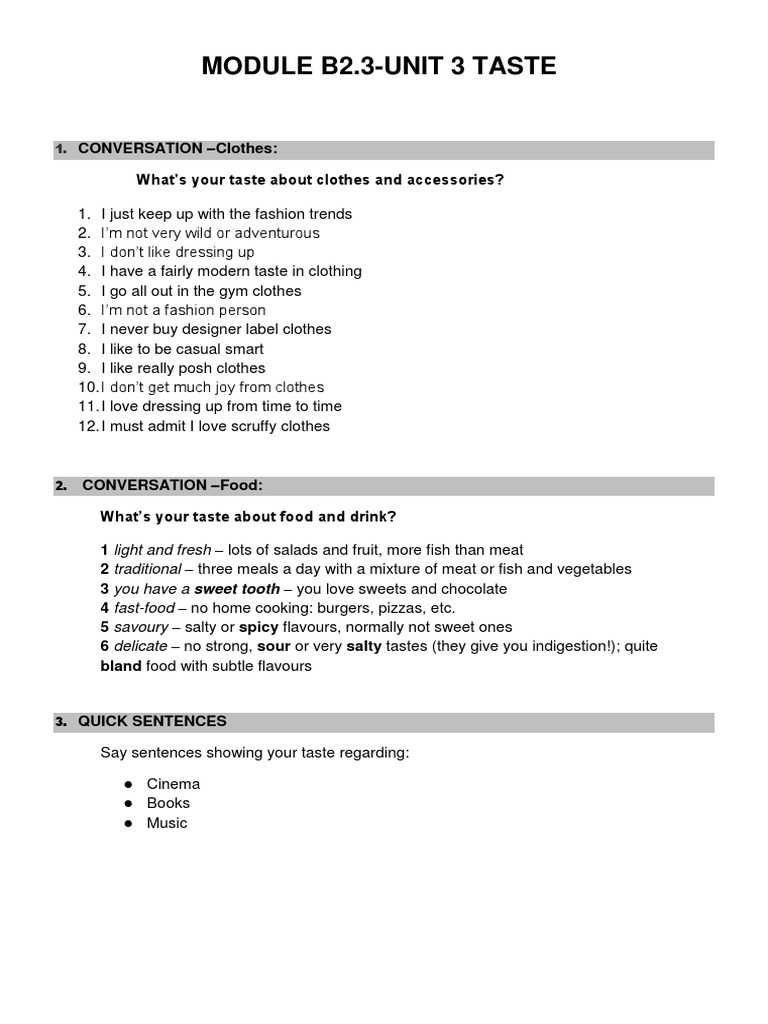 TASTE | PDF | Taste | Foods