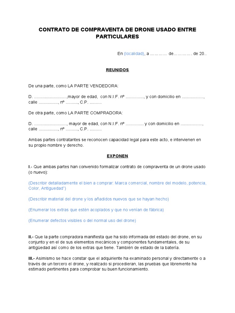 Contrato Compraventa Drone | PDF | Derecho civil (sistema legal) | Justicia