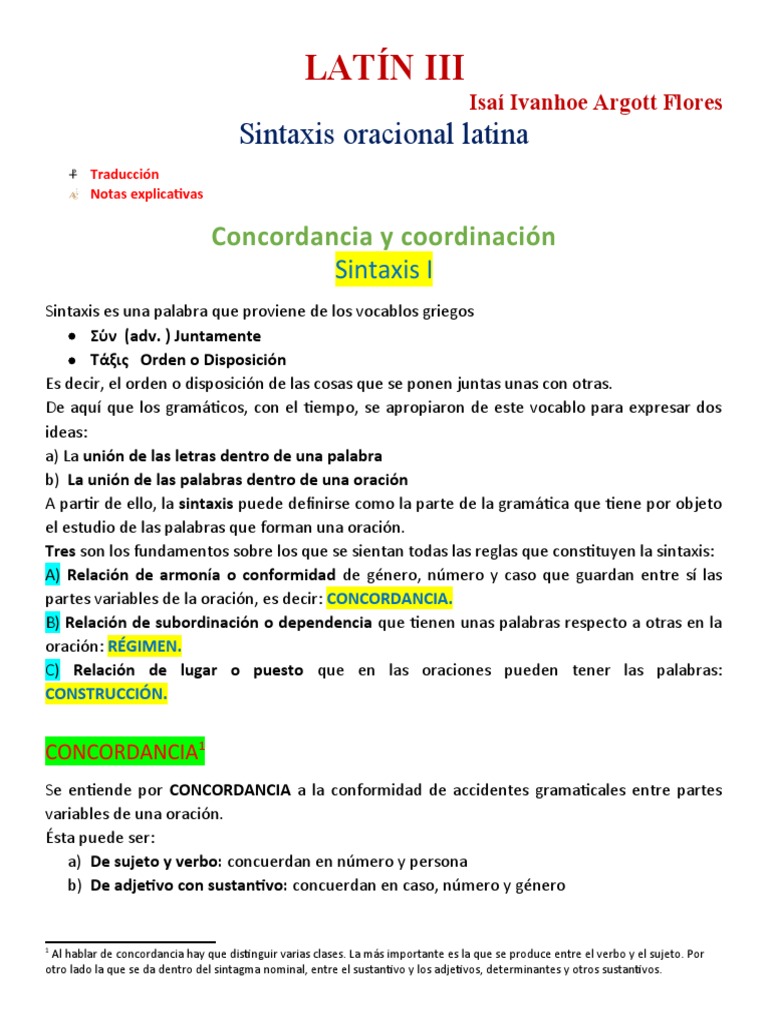 Guía de Sintaxis Latina Avanzada | PDF | Verbo | Género gramatical
