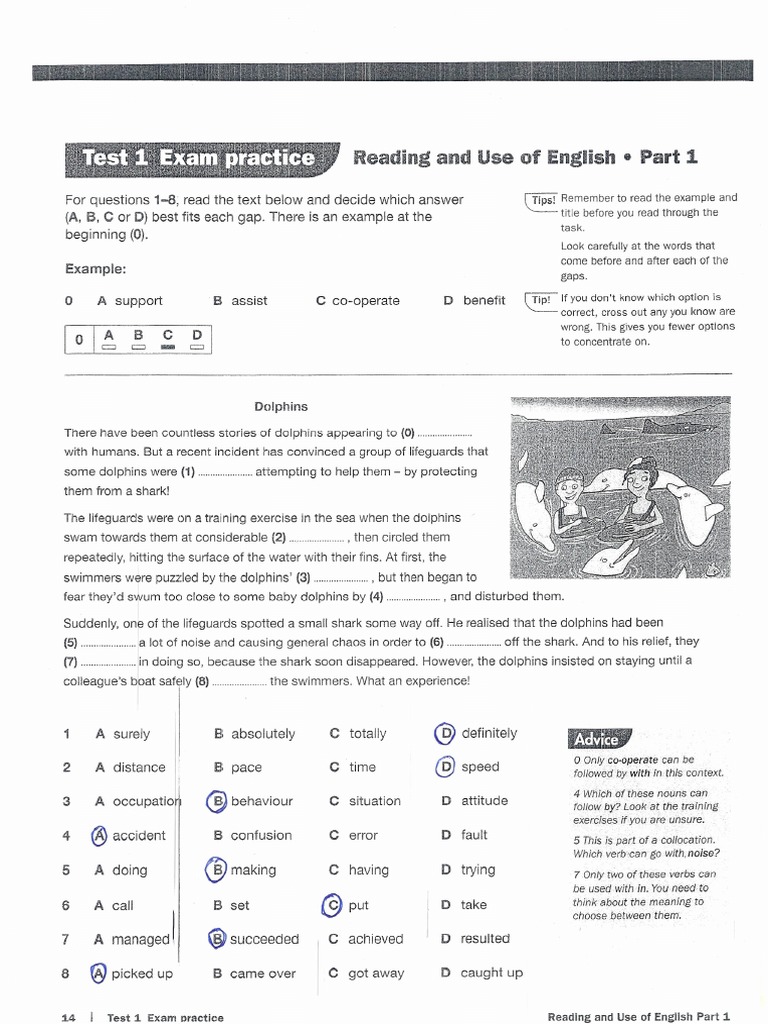 Answers Test 1 FCE Exercises 1 To 4 | PDF | Adverb | Adjective