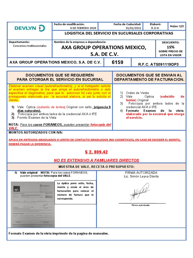 Axa Group Operations Logistica de Servicio en Optica - 2020 | PDF