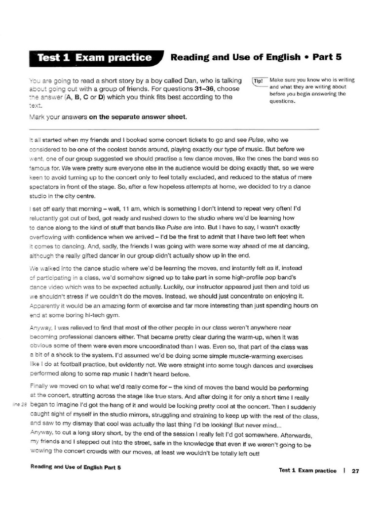 Week 7 Lesson 4 Fce Trainer Reading Part 5 | PDF