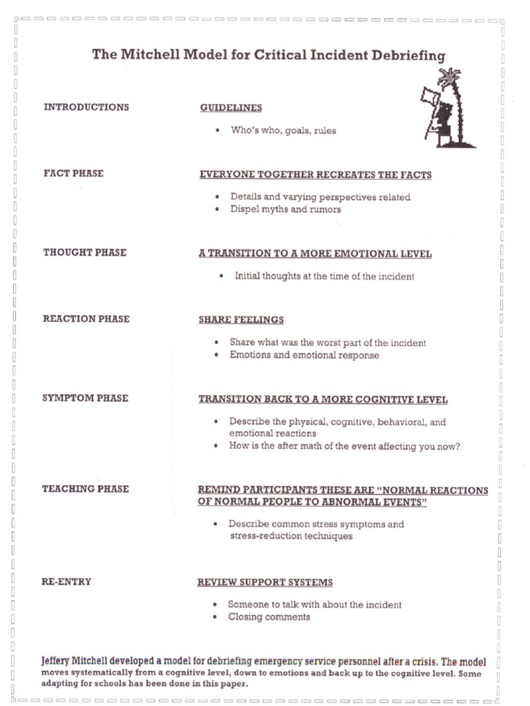 Mitchell Model for Critical Incident Debriefing | PDF | Emotions ...