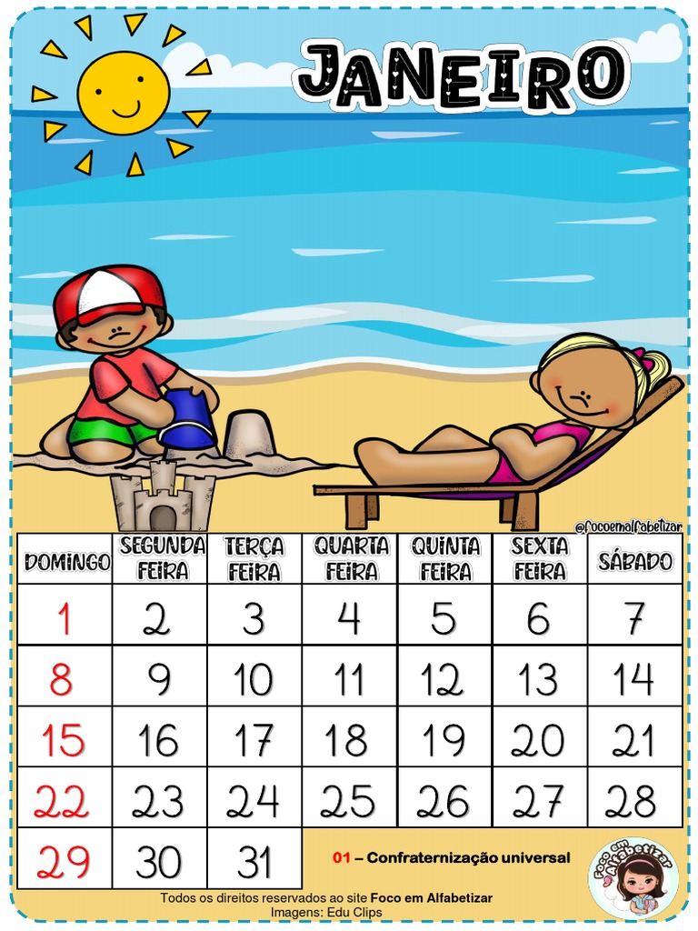 Calendário anual com datas comemorativas e feriados brasileiros | PDF