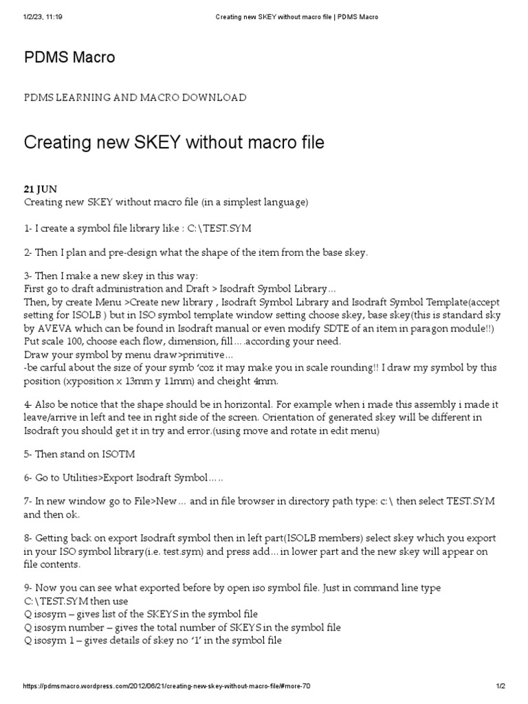 Creating New Skey Without Macro File Pdms Macro Pdf Computer Science Computer Programming 4796