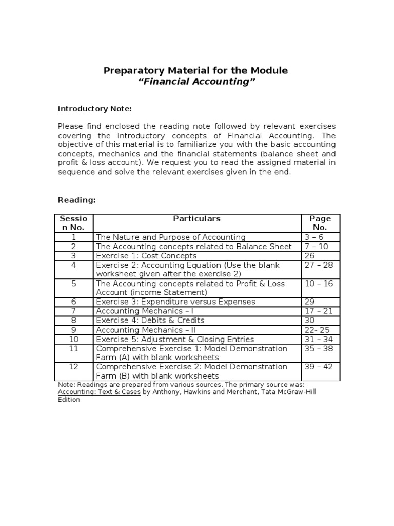 Prepatory Material - Financial Accounting Module | PDF | Debits And ...