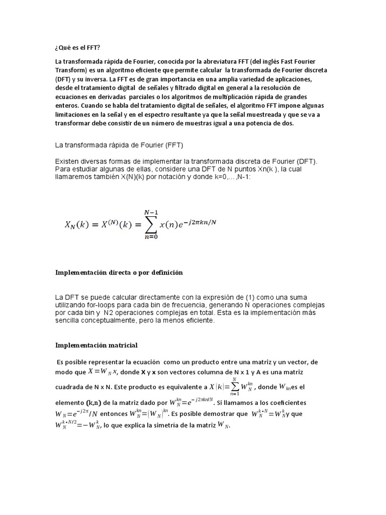Qué Es El FFT | PDF | Transformada rápida de Fourier | Transformada ...