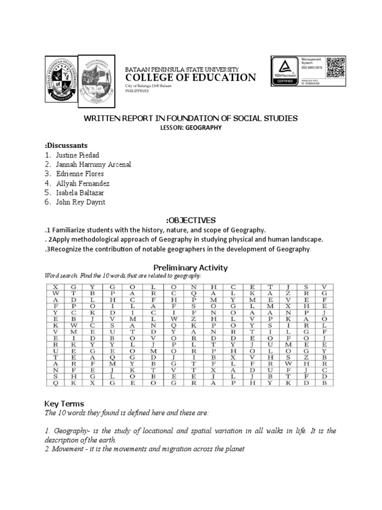 Written Report FSS | PDF | Geography | Physical Geography