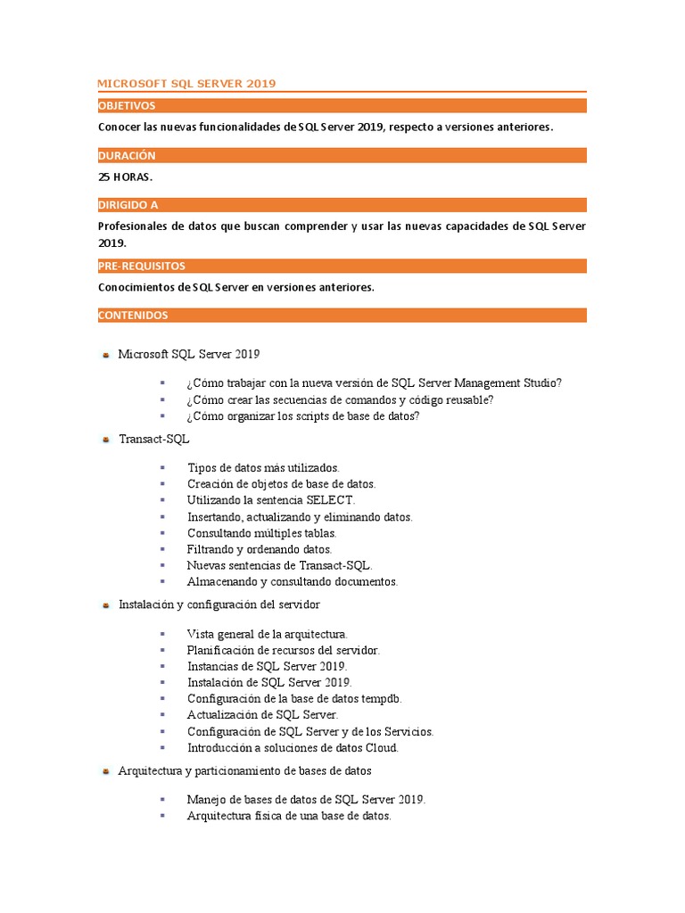 Microsoft SQL Server 2019-1 | PDF | Servidor SQL de Microsoft | SQL
