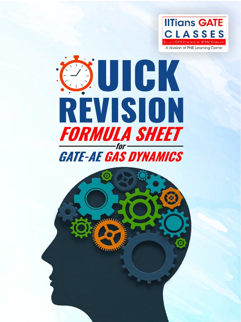 Gate Aerospace Gas Dynamics Formulae Sheet | PDF