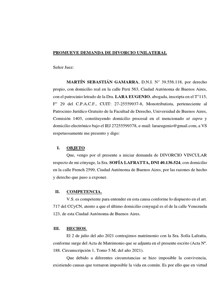 Promueve Demanda de Divorcio Unilateral | PDF | Divorcio | Matrimonio ...