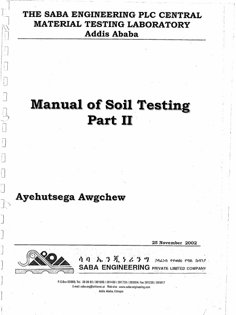 Manual of Soil Testing Part II (SABA Engineering) | PDF