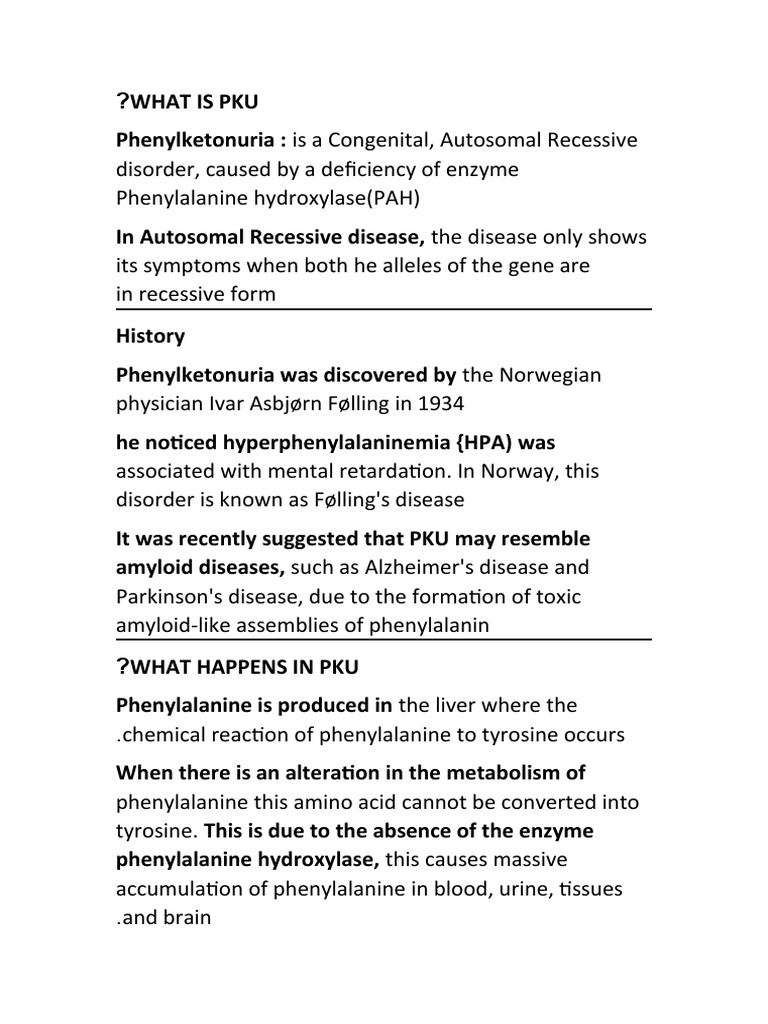 What Is Pku 10 | PDF | Phenylalanine | Medical Specialties