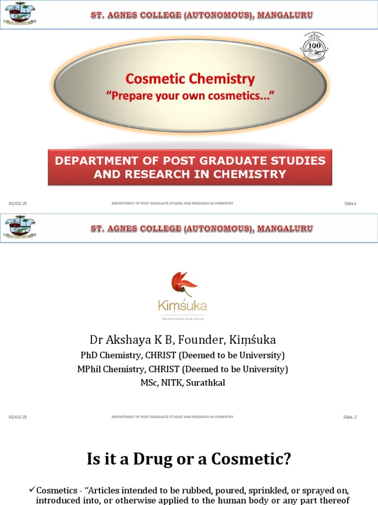 Cosmetic Chemistry - Introduction 1 | PDF | Cosmetics | Natural Products