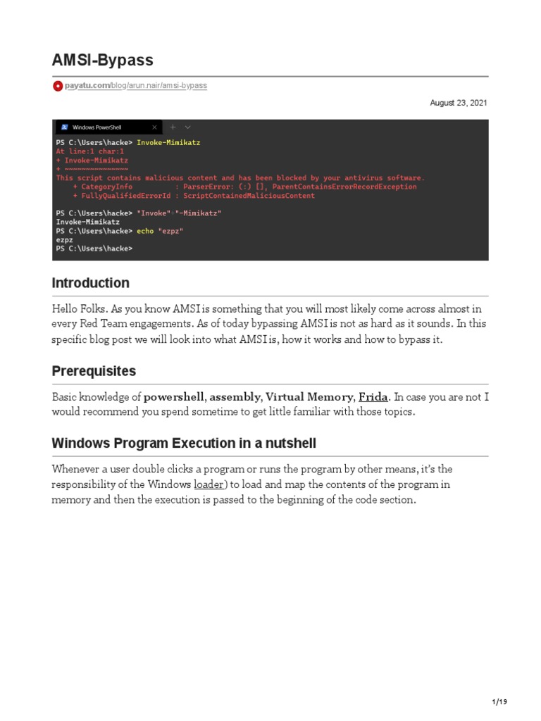 Another Amsi Bypass Paper Pdf Malware Information Technology Management