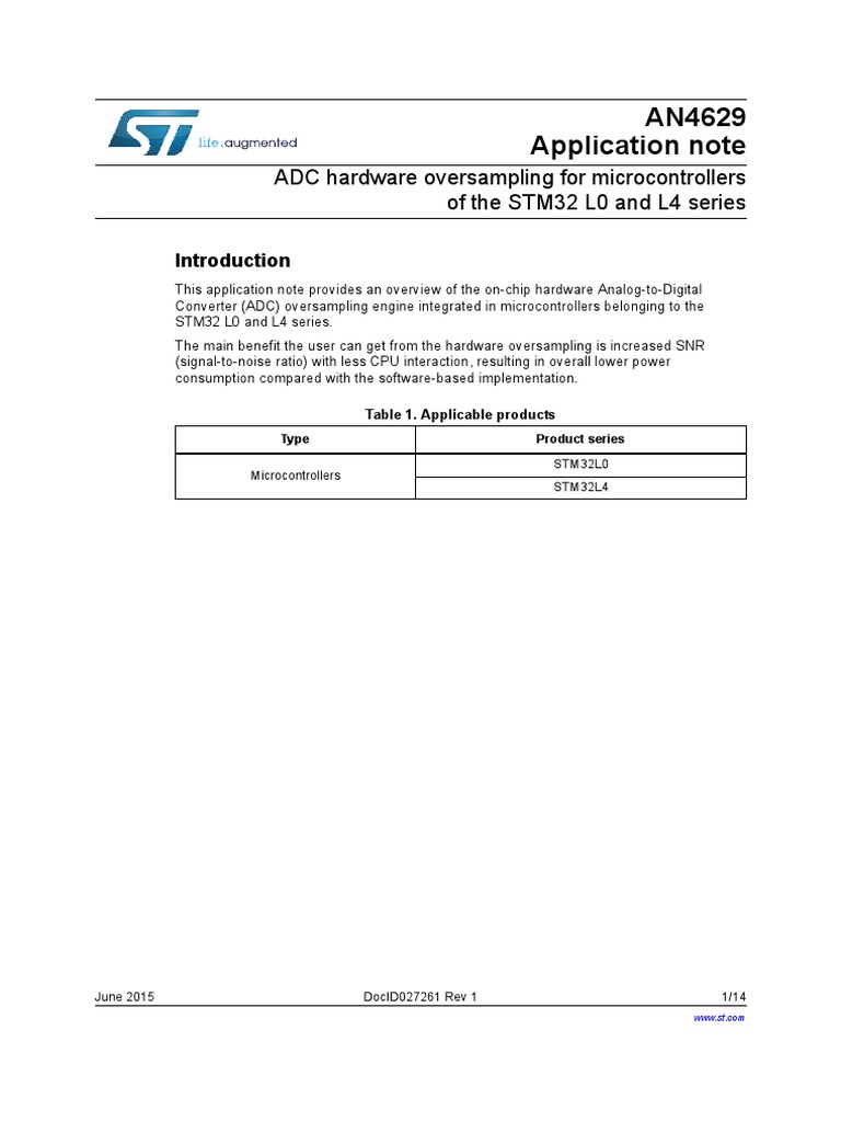 Dm00150423 Adc Hardware Oversampling For Microcontrollers of The Stm32 ... Dm00150423 Adc Hardware Oversampling For Microcontrollers of The Stm32 ...