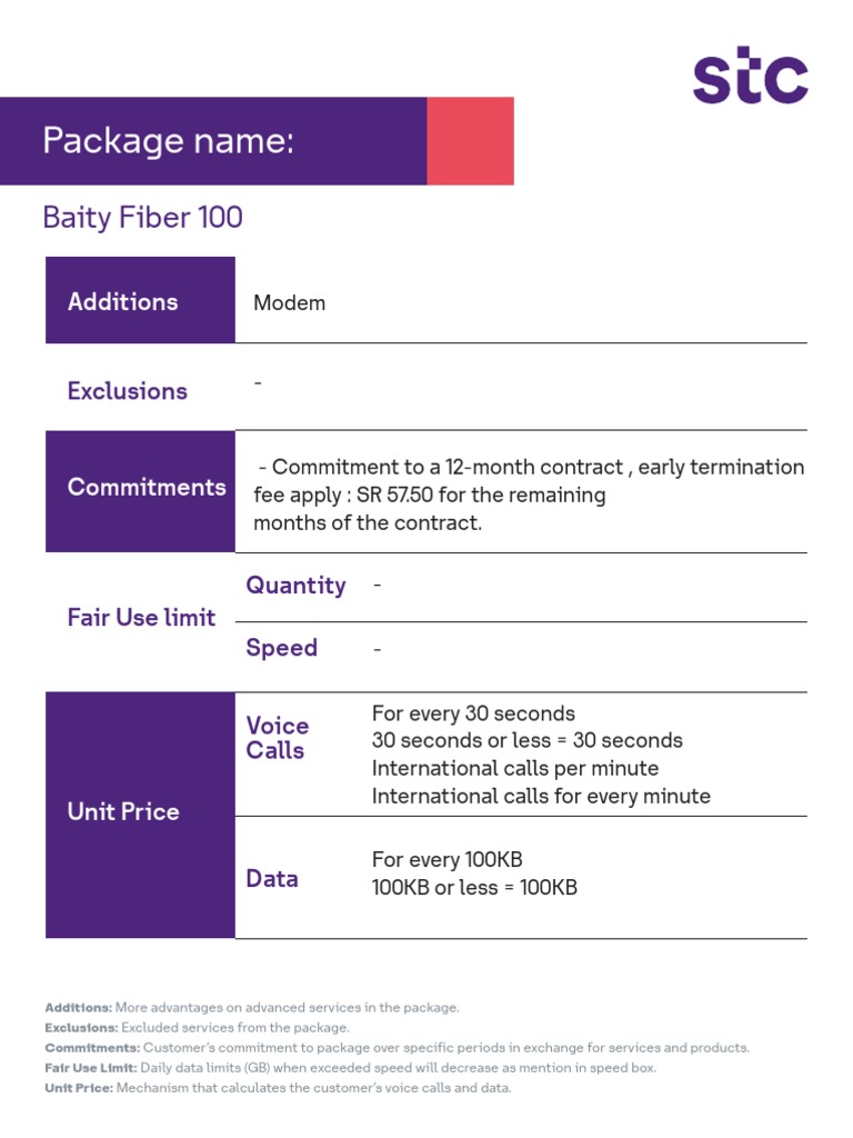 Baity Fiber 100 Package Details | PDF