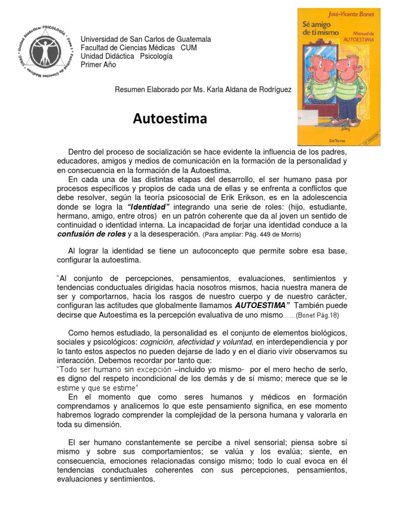 Autoestima Documento | PDF | Autoestima | Pensamiento