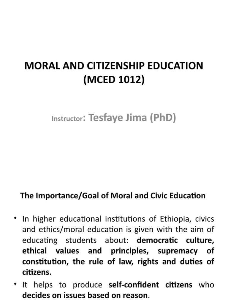 CH-1 Moral and Citizenship Education (MCED 1012) | PDF | Morality | Civics